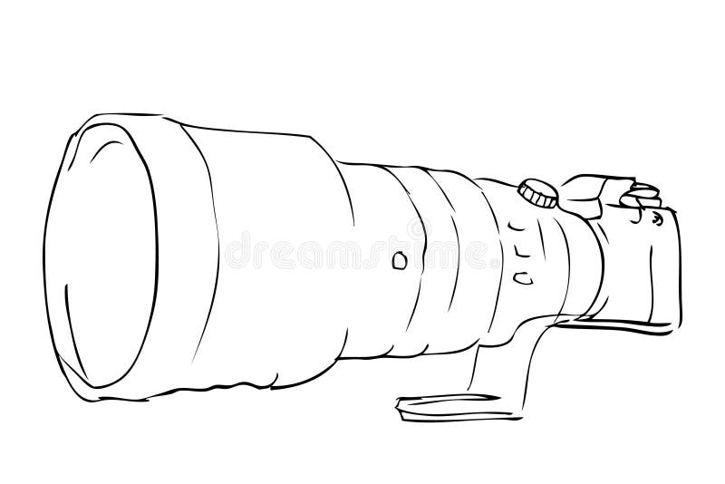 Mirrorless or Proffesional Digital Camera, Vector Outline Manual Draw ...