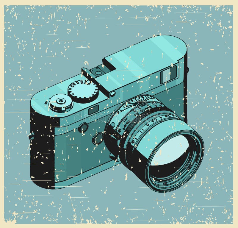 Mirrorless Rangefinder Camera Retro Poster Stock Vector - Illustration ...