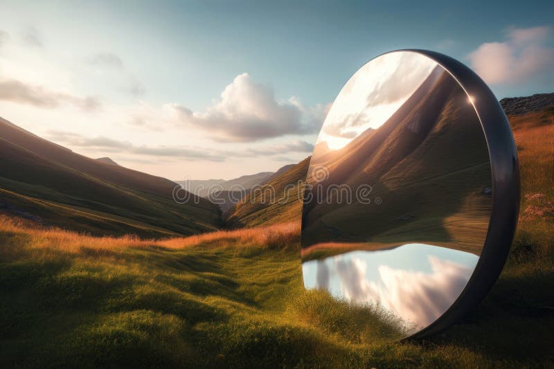 Mirrors on a Landscape. AI Generated Stock Illustration - Illustration ...
