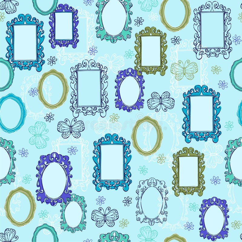 Mirrors and Picture Frames Seamless Repeat Pattern Stock Vector ...