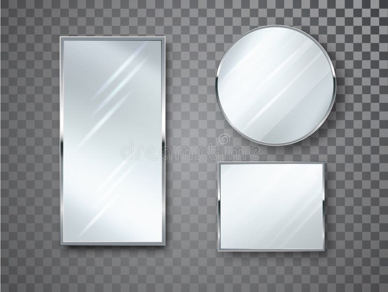 Mirrors Set Isolated with Blurry Reflection. Mirror Frames or Mirror ...