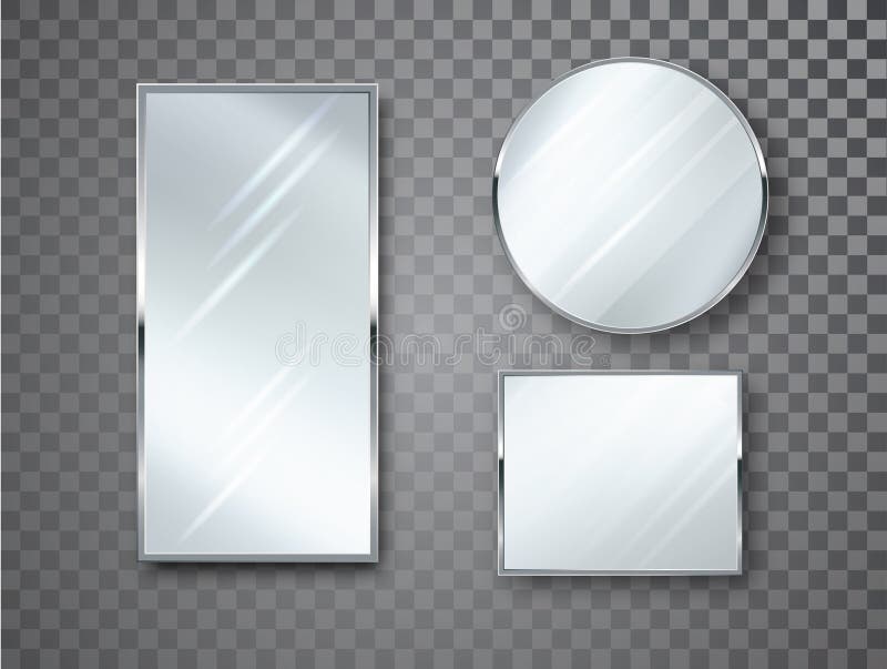 Realistic Mirror. Empty Room with Square Reflective Glass Frame Leans ...