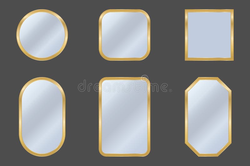 Mirrors, Set of Realistic Mirrors Isolated. a Set of Flat Design ...