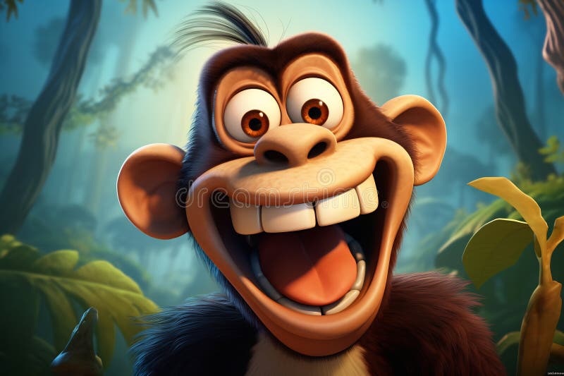 Mirthful Monkey in Jungle Clearing Stock Image - Image of nature ...