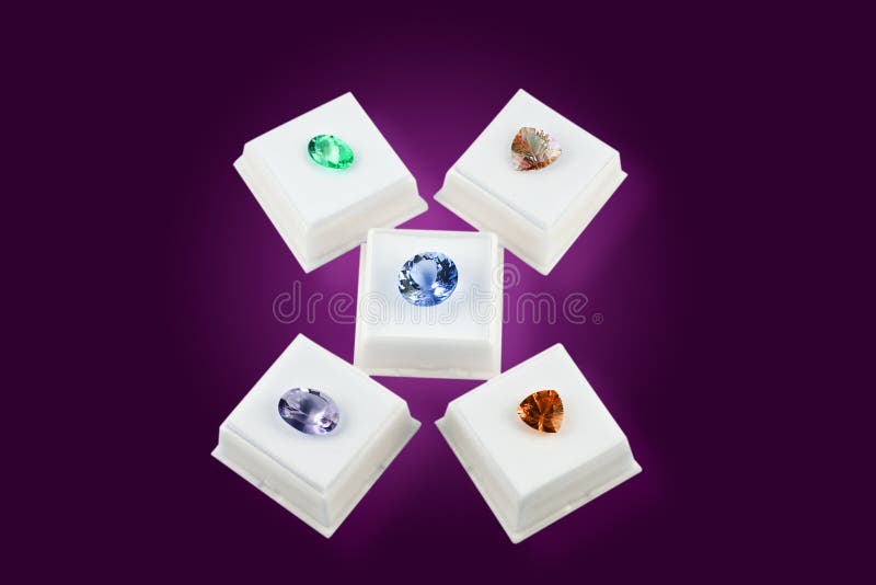 Misc. Colored Gem Stones in White Boxes Stock Image - Image of clipping ...
