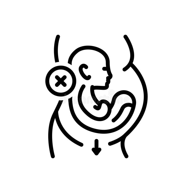 Black Line Icon for Miscarriage, Abortion and Fetus Stock Illustration ...