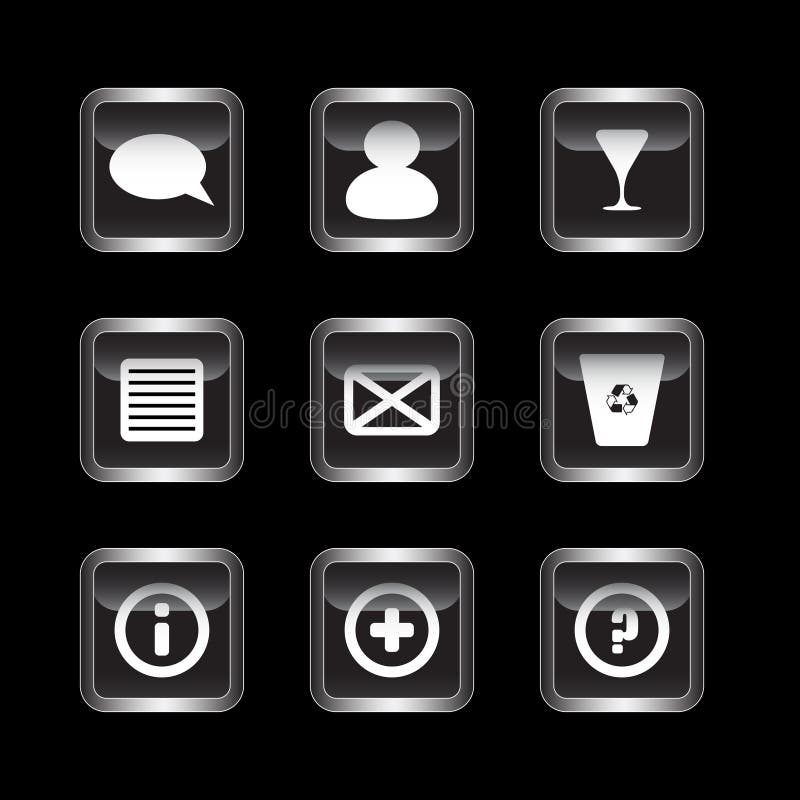 Miscellaneous Dark Icons Set Stock Vector - Illustration of page, note ...
