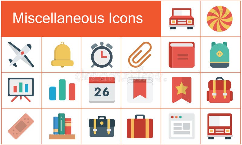 Miscellaneous Flat Icon Set on Business, Technology, and Web. Vector ...