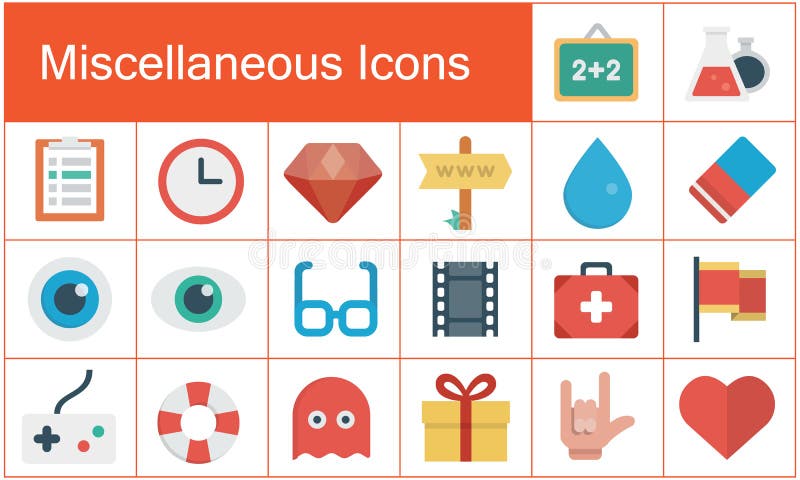 Miscellaneous Flat Icon Set on Business, Technology, and Web. Vector ...