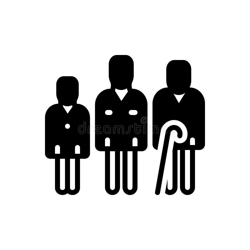 Black Solid Icon for Age, Life and People Stock Illustration ...