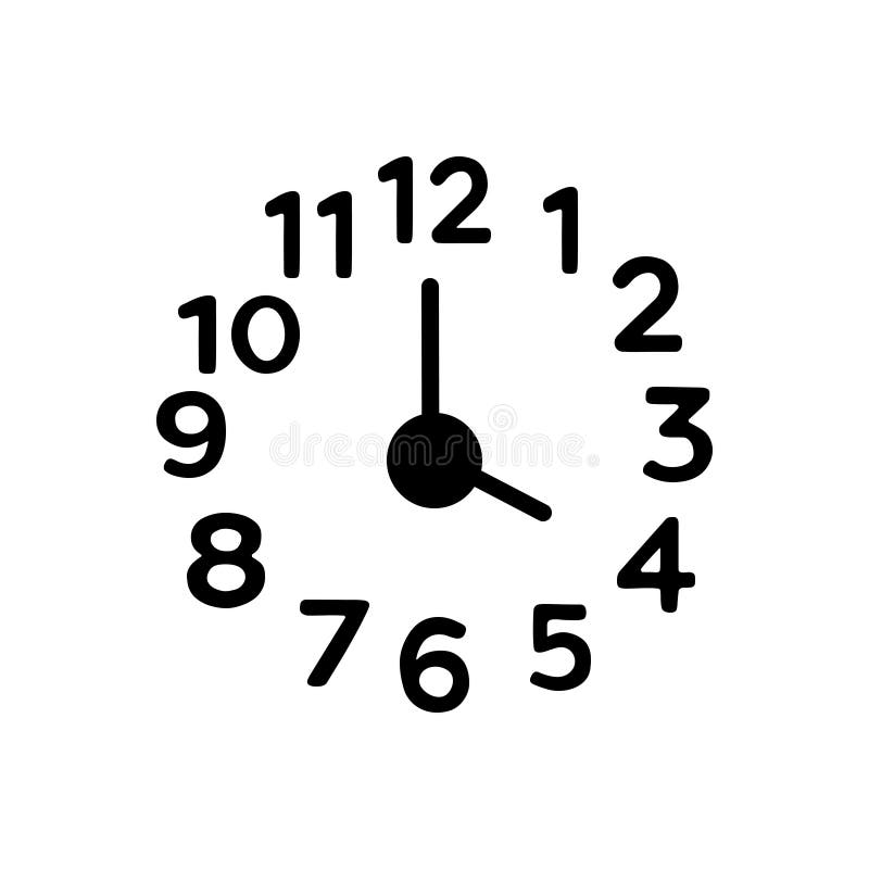 Black Solid Icon for Four Number, Clock and Watch Stock Vector ...