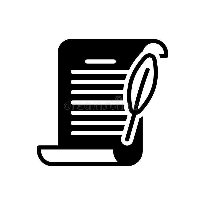 Black Solid Icon for Poetry, Feather and Poem Stock Vector ...