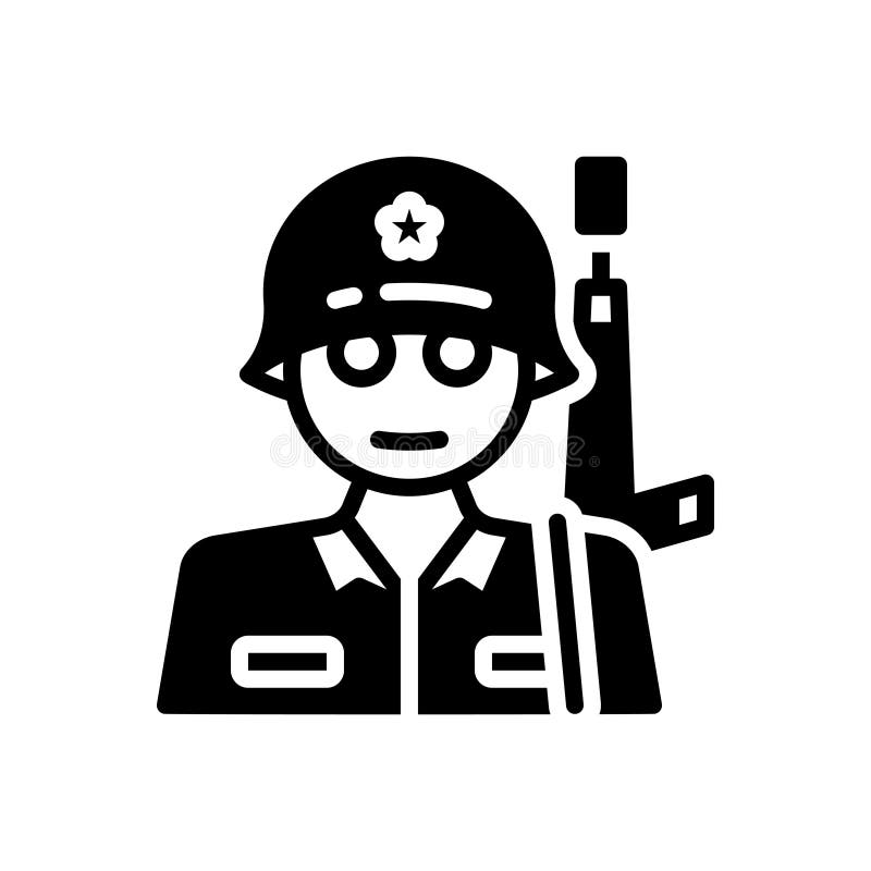 Black Solid Icon for Soldier, Man and Commando Stock Vector ...