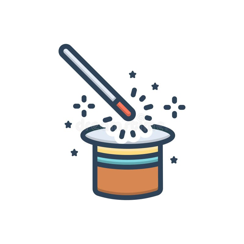 Color Illustration Icon for Magic, Juggling and Magic Stick Stock ...