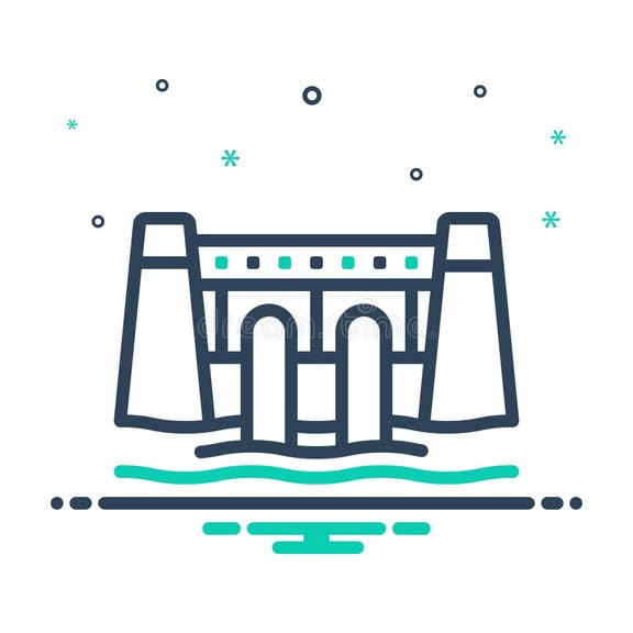 Mix Icon for Dam, and Power Stock Vector - Illustration of embankment ...