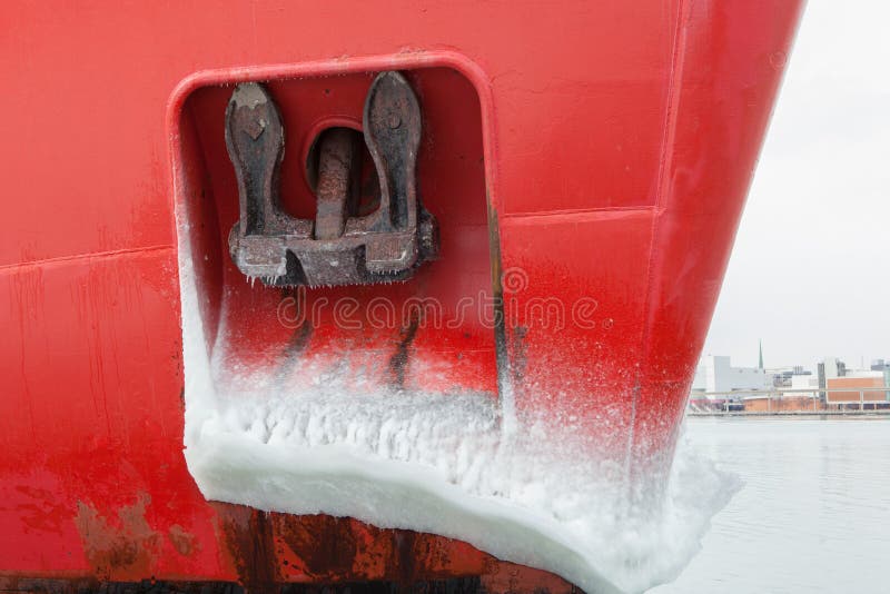 Miscellaneous Objects Winter Frozen Ship Anchor Ice Hull Stock Image ...