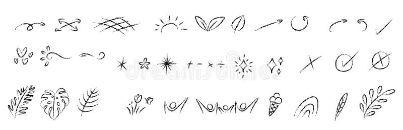 Miscellaneous Symbol and Icon Hand Drawn Chalk Style Stock Vector ...