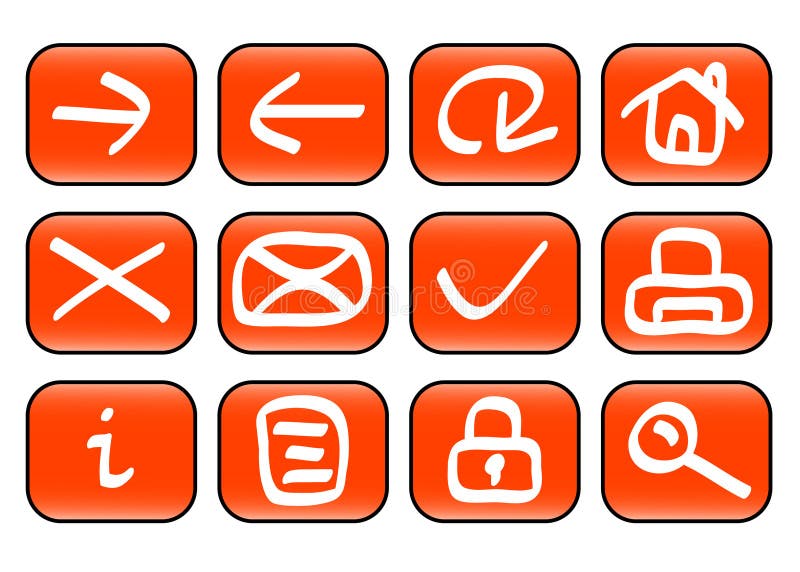 Web Icons Set No.2 - Orange.2 Stock Illustration - Illustration of icon ...