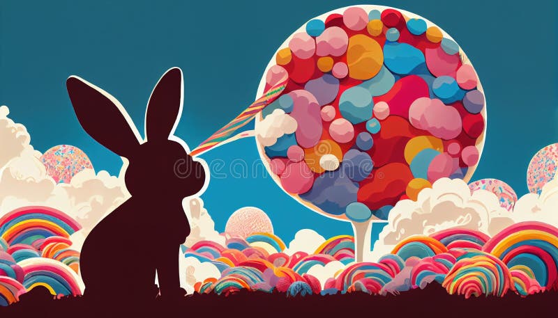 Mischievous Bunny in Candy Wonderland, Made with Generative AI Stock ...