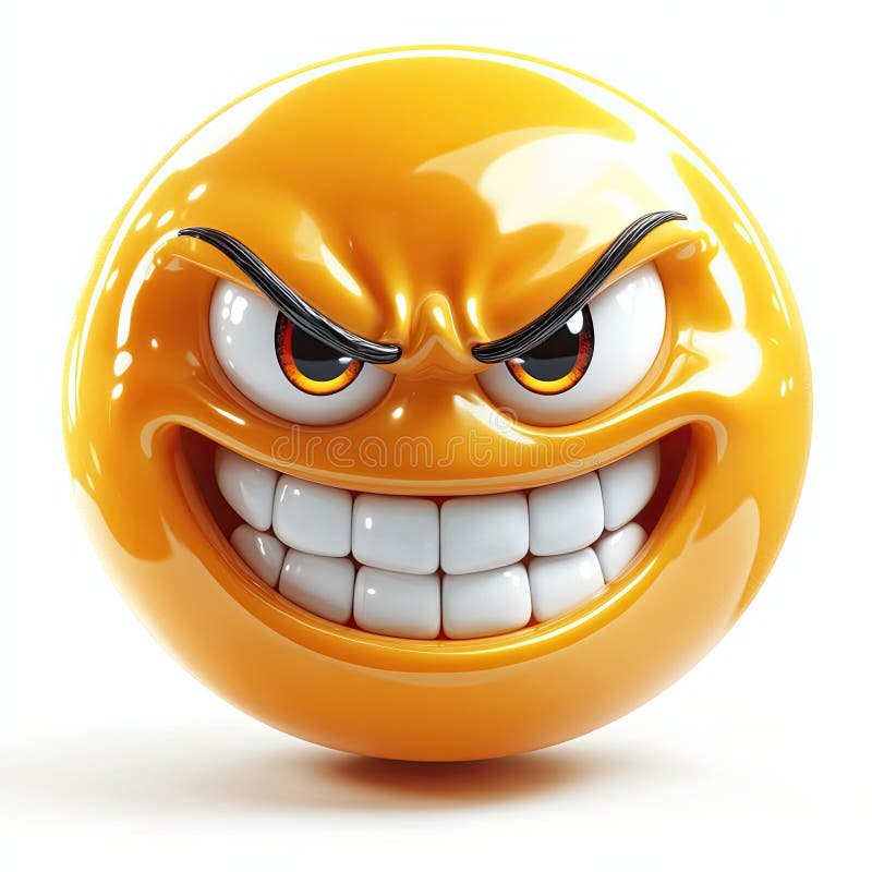 Mischievous Cartoon Emoji with Sly Grin and Raised Eyebrows Stock ...
