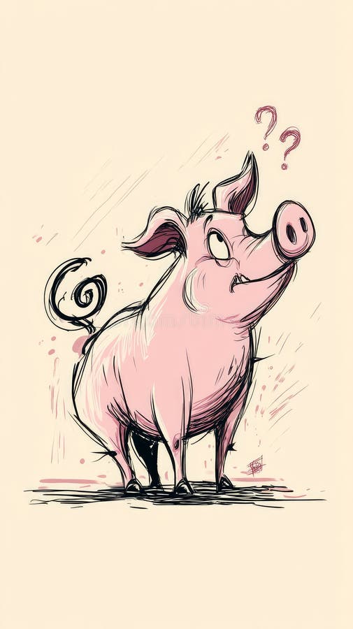Mischievous Cartoon Pig stock illustration. Illustration of animalart ...