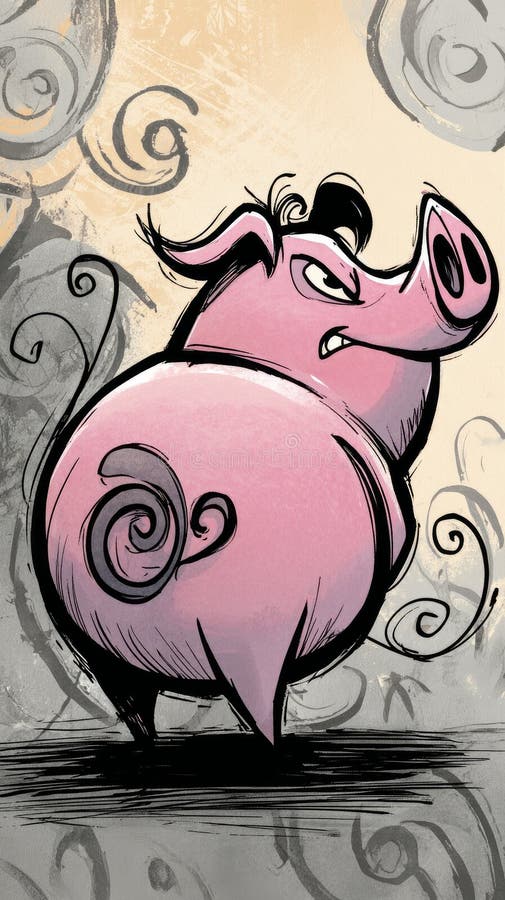 Mischievous Cartoon Pig stock illustration. Illustration of organ ...