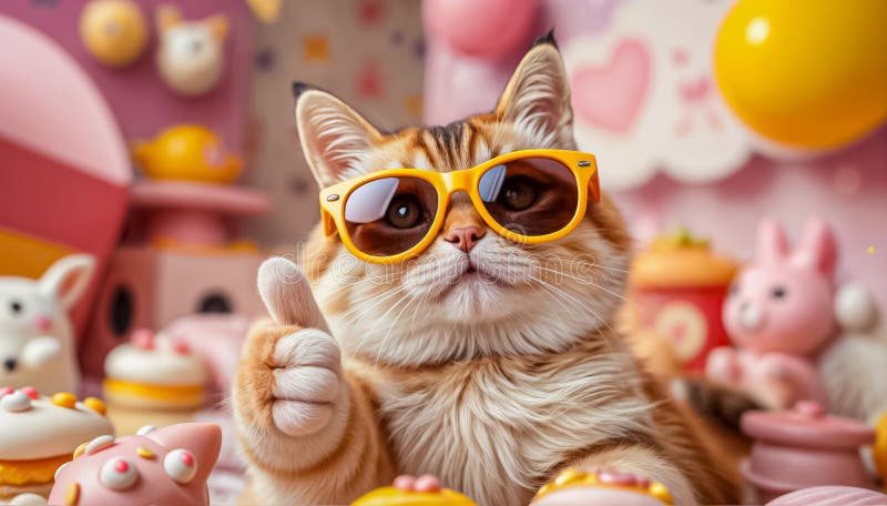 Mischievous and Cute Funny Cat Showing Thumb Up, Like Stock Photo ...