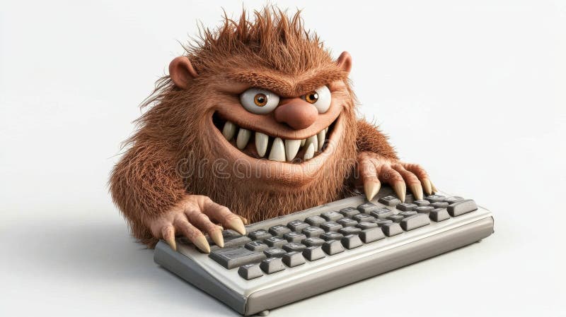 Furry Internet Troll Enthusiastically Typing on a Vintage Keyboard, AI ...