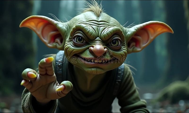 Grinning Goblin Creature, Fantasy Character Illustration Stock Video ...