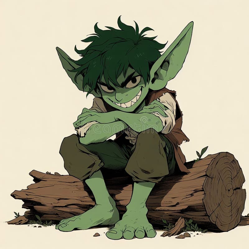Mischievous Goblin with a Playful Smile Stock Illustration ...