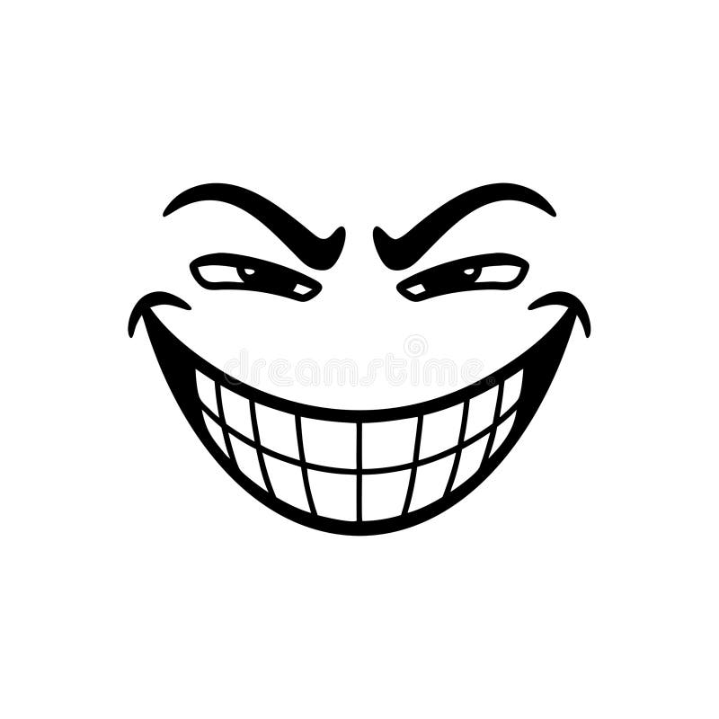 Mischievous Grinning Face Vector Illustration with Raised Eyebrows ...