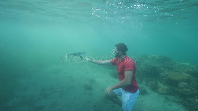 Mischievous Guy Playing a Drone Underwater. Stock Video - Video of ...