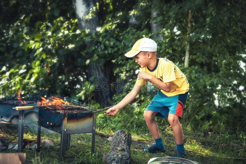 Mischievous Kid Boy Playing with Fire Concept Fire Safety Stock Image ...