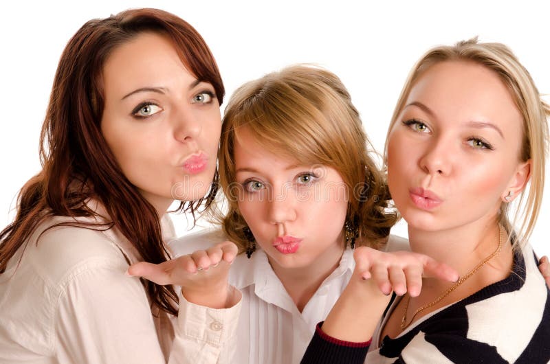 Mischievous Ladies Blowing Kisses Stock Image - Image of beautiful ...