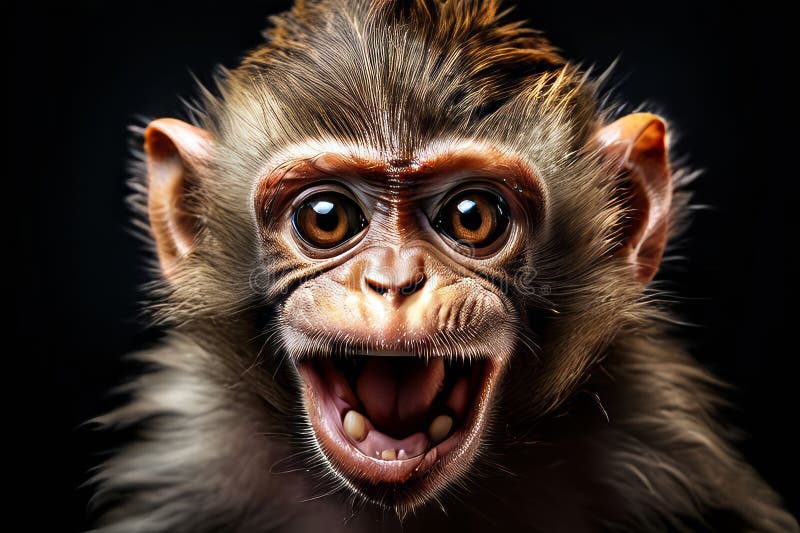 Mischievous Monkey a Monkey Making a Funny Face Sticking Its Ton Stock ...