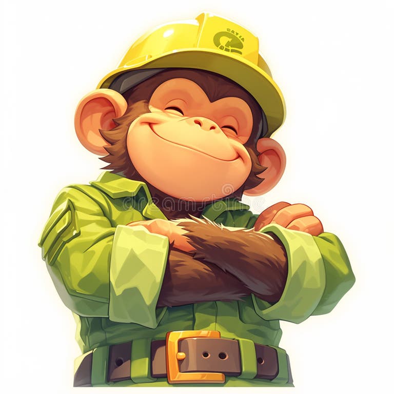 A Mischievous Monkey Sanitation Worker Cartoon Style Stock Vector ...