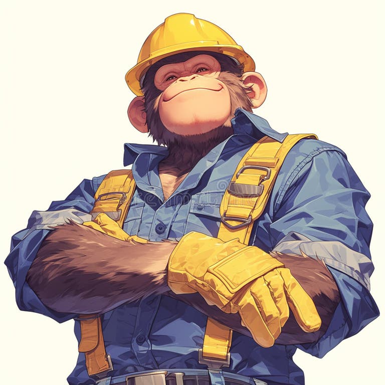 A Mischievous Monkey Sanitation Worker Cartoon Style Stock Vector ...