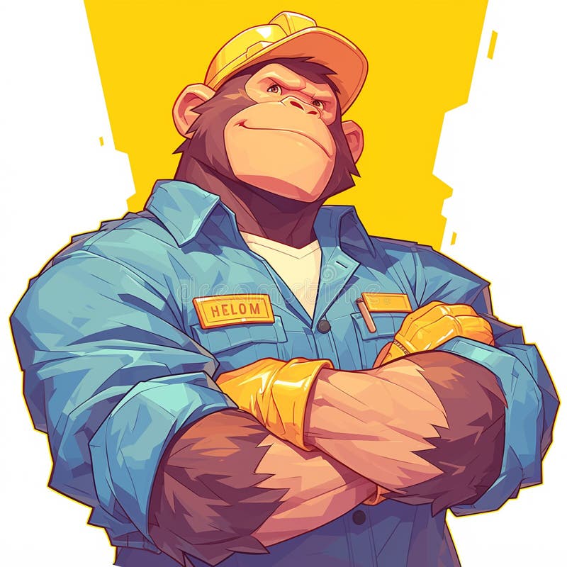 A Mischievous Monkey Sanitation Worker Cartoon Style Stock Vector ...