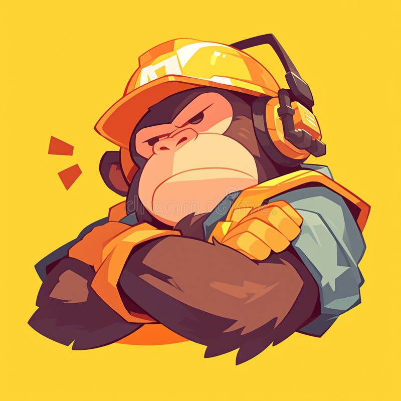 A Mischievous Monkey Sanitation Worker Cartoon Style Stock Vector ...