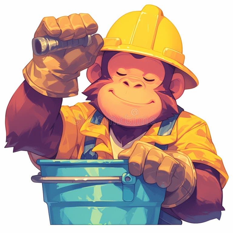 A Mischievous Monkey Sanitation Worker Cartoon Style Stock Vector ...
