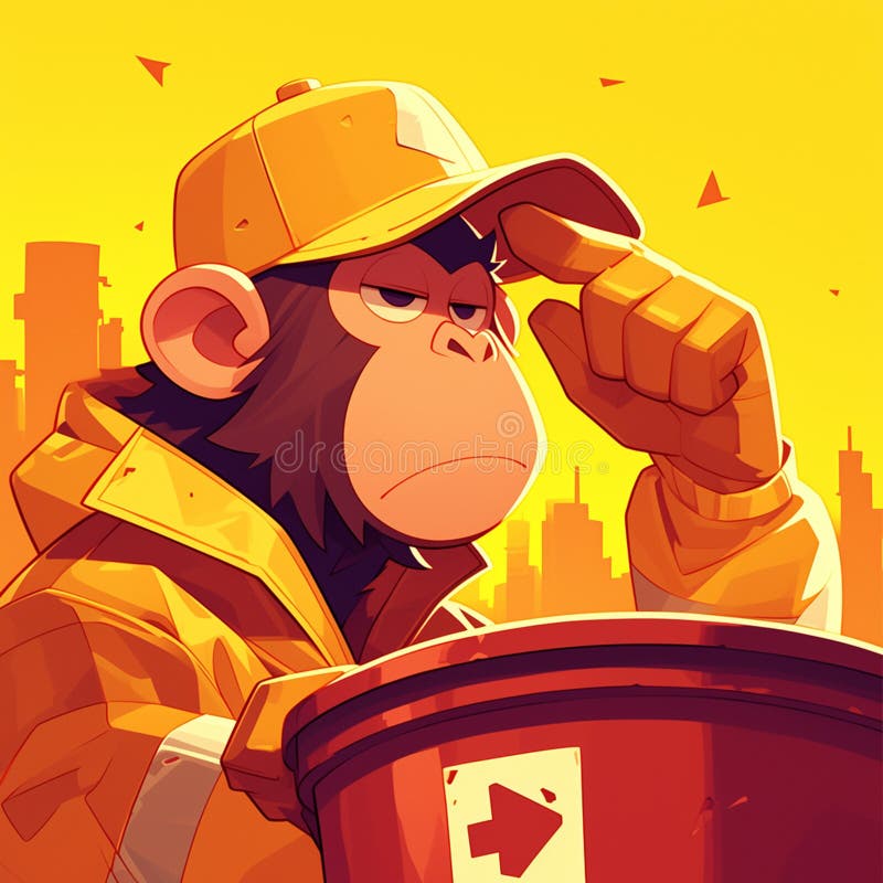 A Mischievous Monkey Sanitation Worker Cartoon Style Stock Vector ...