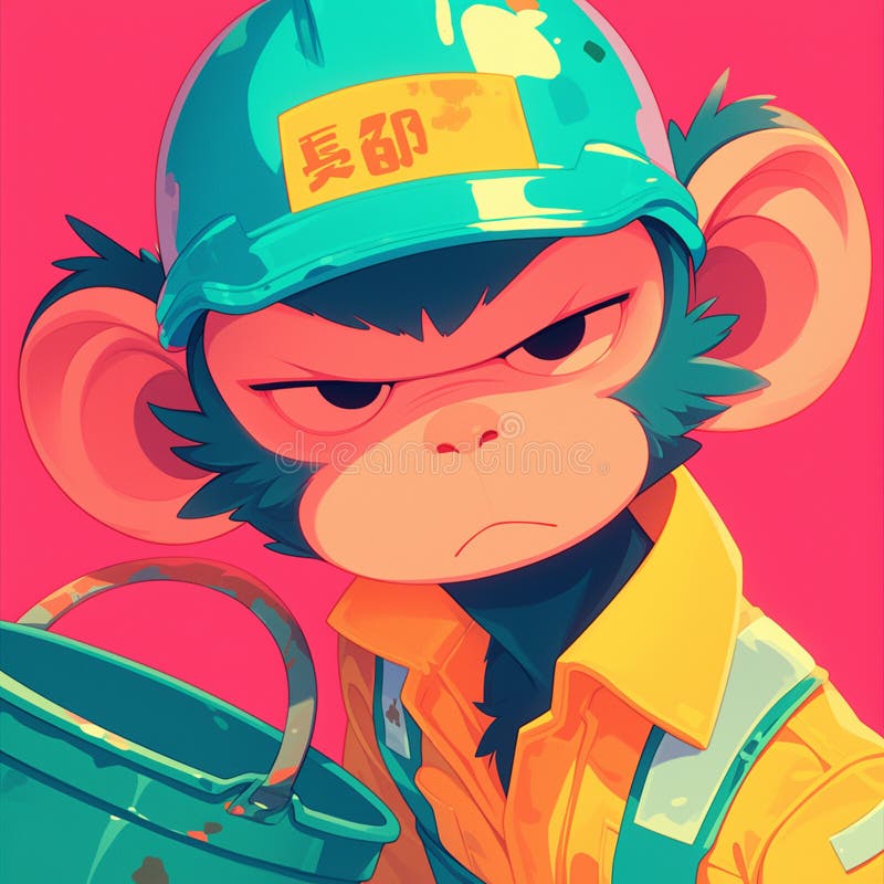 A Mischievous Monkey Sanitation Worker Cartoon Style Stock Vector ...