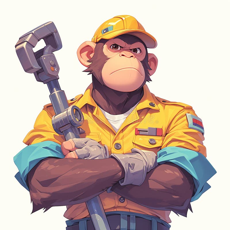 A Mischievous Monkey Sanitation Worker Cartoon Style Stock Vector ...