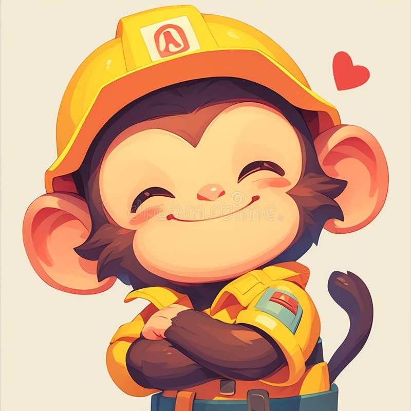 A Mischievous Monkey Sanitation Worker Cartoon Style Stock Vector ...