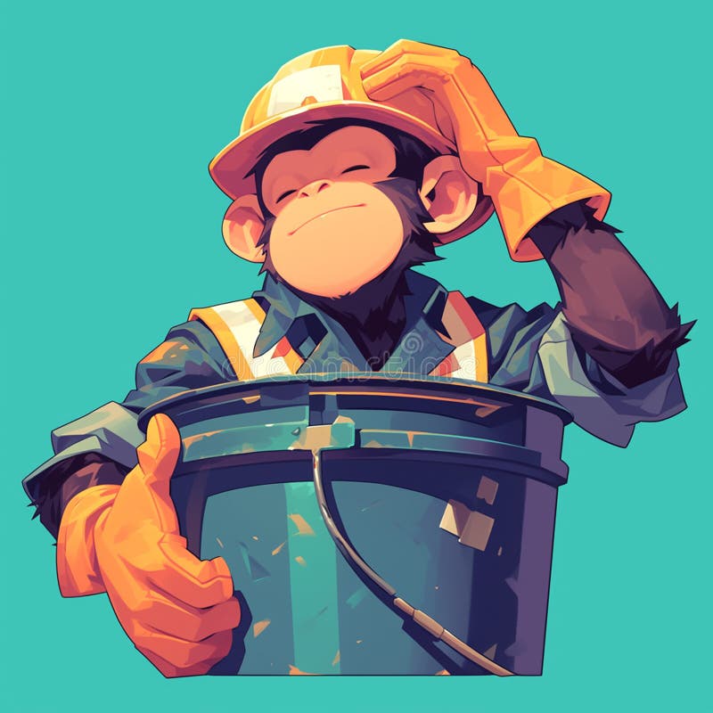 A Mischievous Monkey Sanitation Worker Cartoon Style Stock Vector ...
