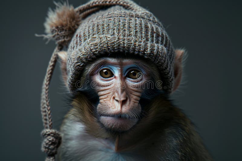 Mischievous Monkey with Silly Hat Stock Illustration - Illustration of ...