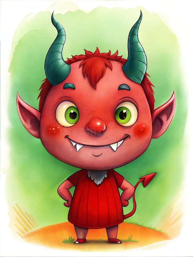 A Mischievous Red Devil Character in Cartton Art Style. AI Generated ...