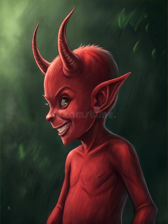 A Mischievous Red Devil Character in Cartton Art Style. AI Generated ...