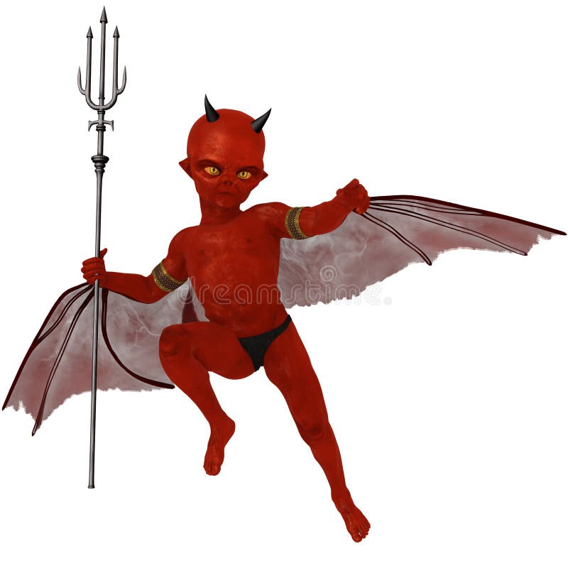 Mischievous Red Skinned Winged Imp Stock Photo - Illustration of ...
