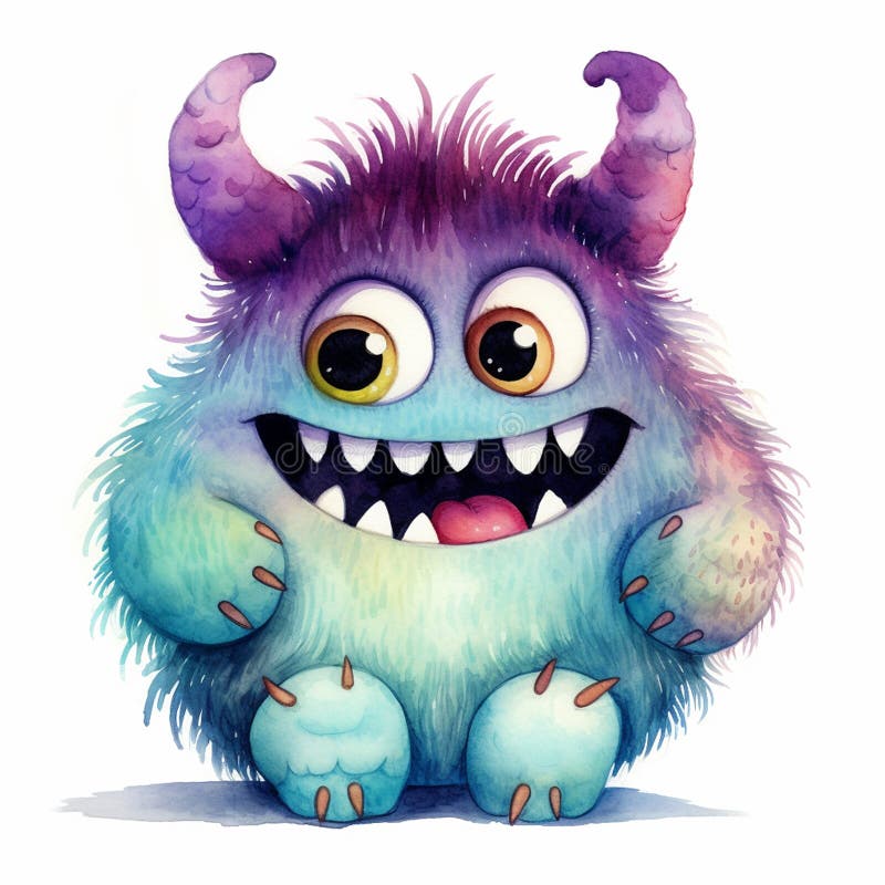 Mischievous Watercolor Monster Playing Tricks Stock Illustration ...